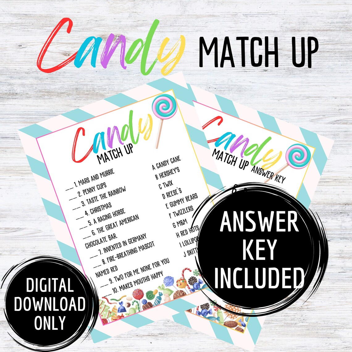 Easter Candy Match up Game: Printable Party Activity (PDF) - Etsy