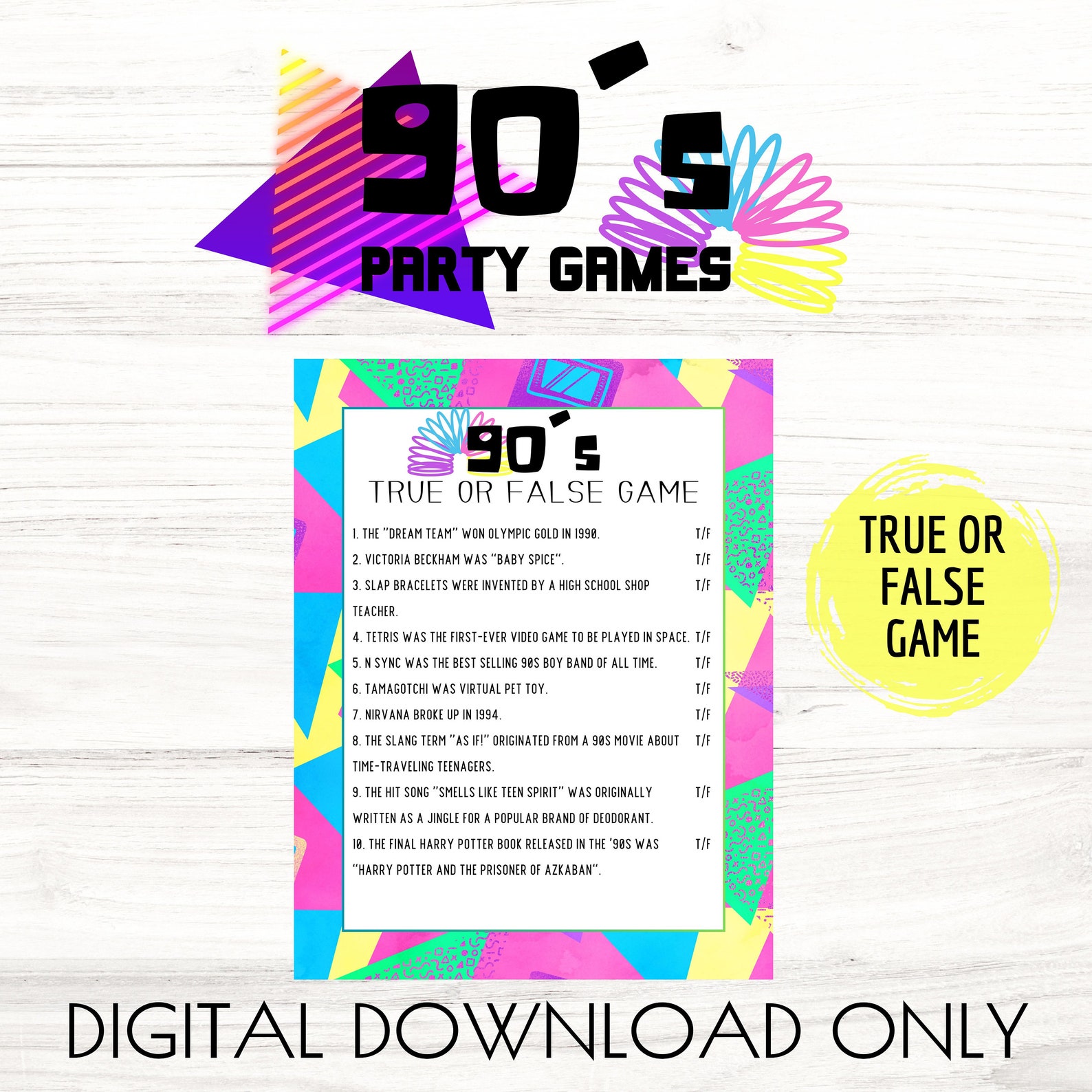 90s Theme Party Games Printable, Back to the 90s Party Activities ...