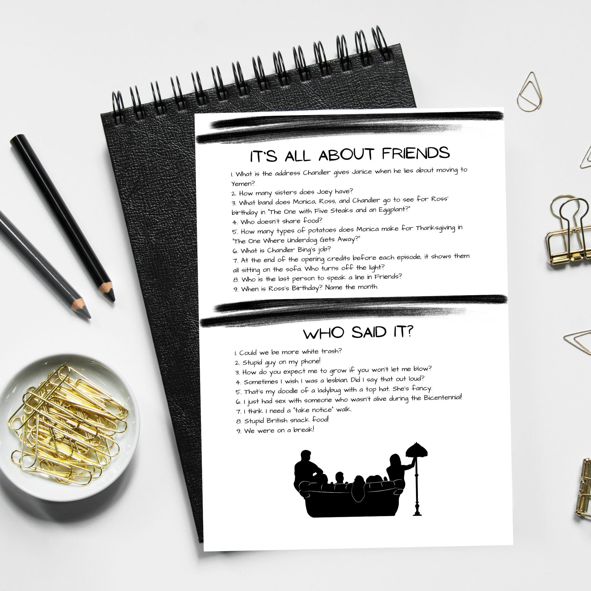 Friends TV Show Party Game, Printable Friends Trivia, Trivia Questions ...