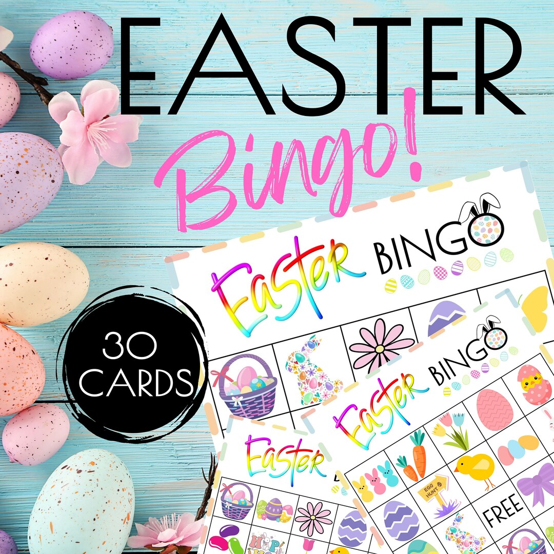 Easter Bingo Cards Printable, Spring Birthday Party Bingo Game, Easter ...