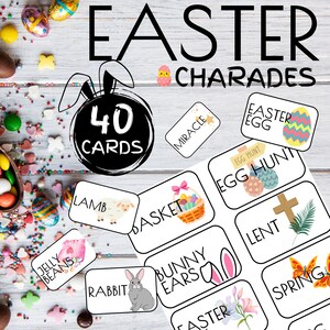 Easter Charades Printable, Easter Pictionary Cards, Easter Party Games ...