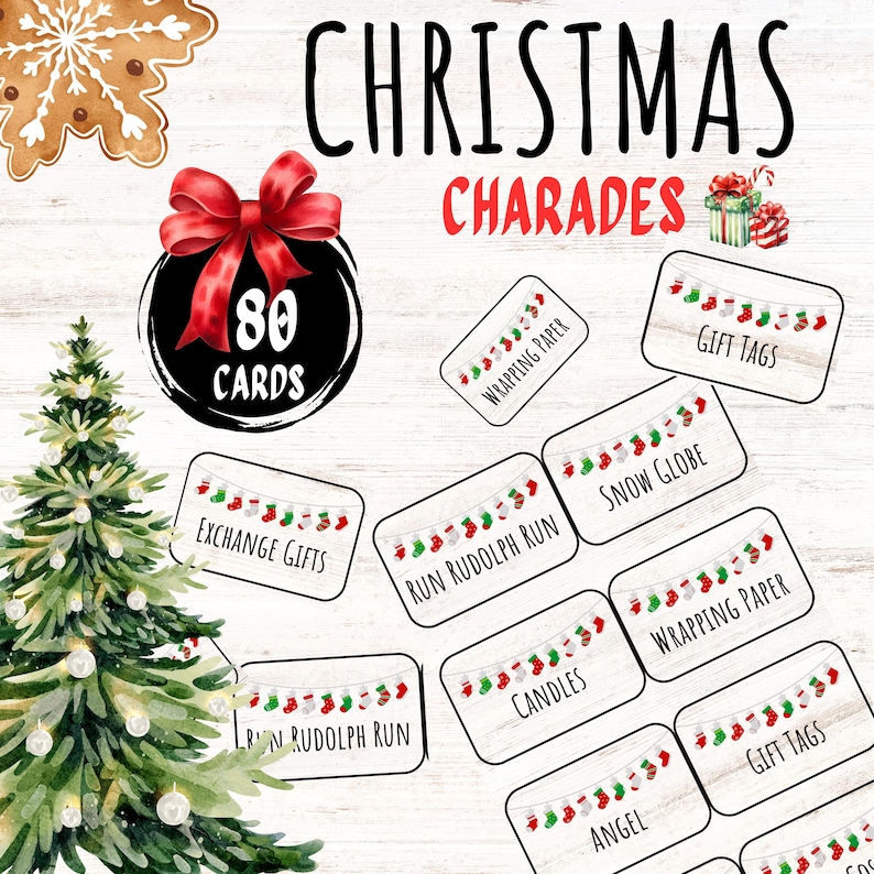 Christmas Charades Cards Printable, Fun Christmas Party Activities ...