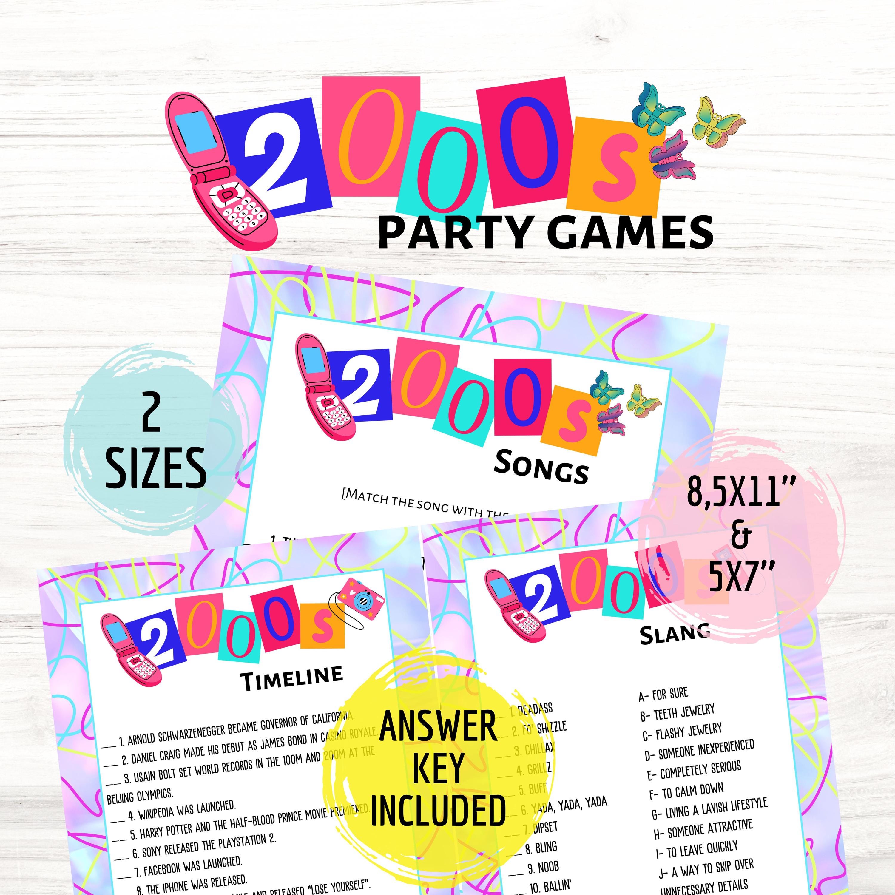 2000s Party Games Bundle: Y2K Trivia, Music, Slang (printable PDF) - Etsy