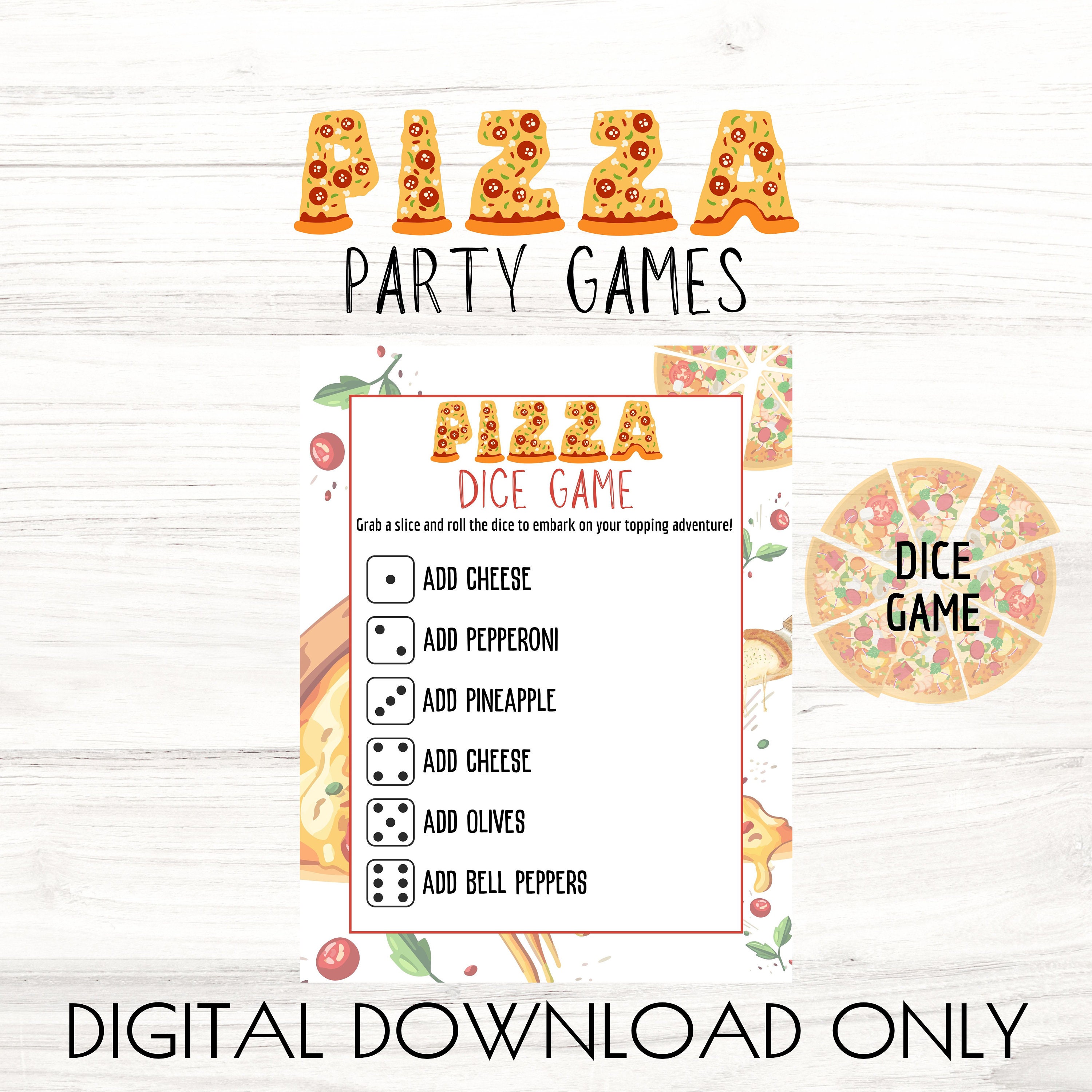 Pizza Party Games Printable, Pizza Theme Party Games Bundle, Pizza ...