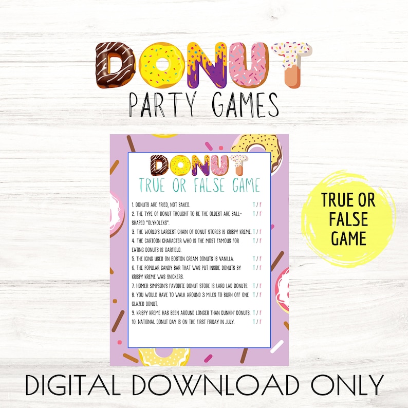 Donut Party Games Printable, Doughnut Theme Party Games Bundle, Donut ...