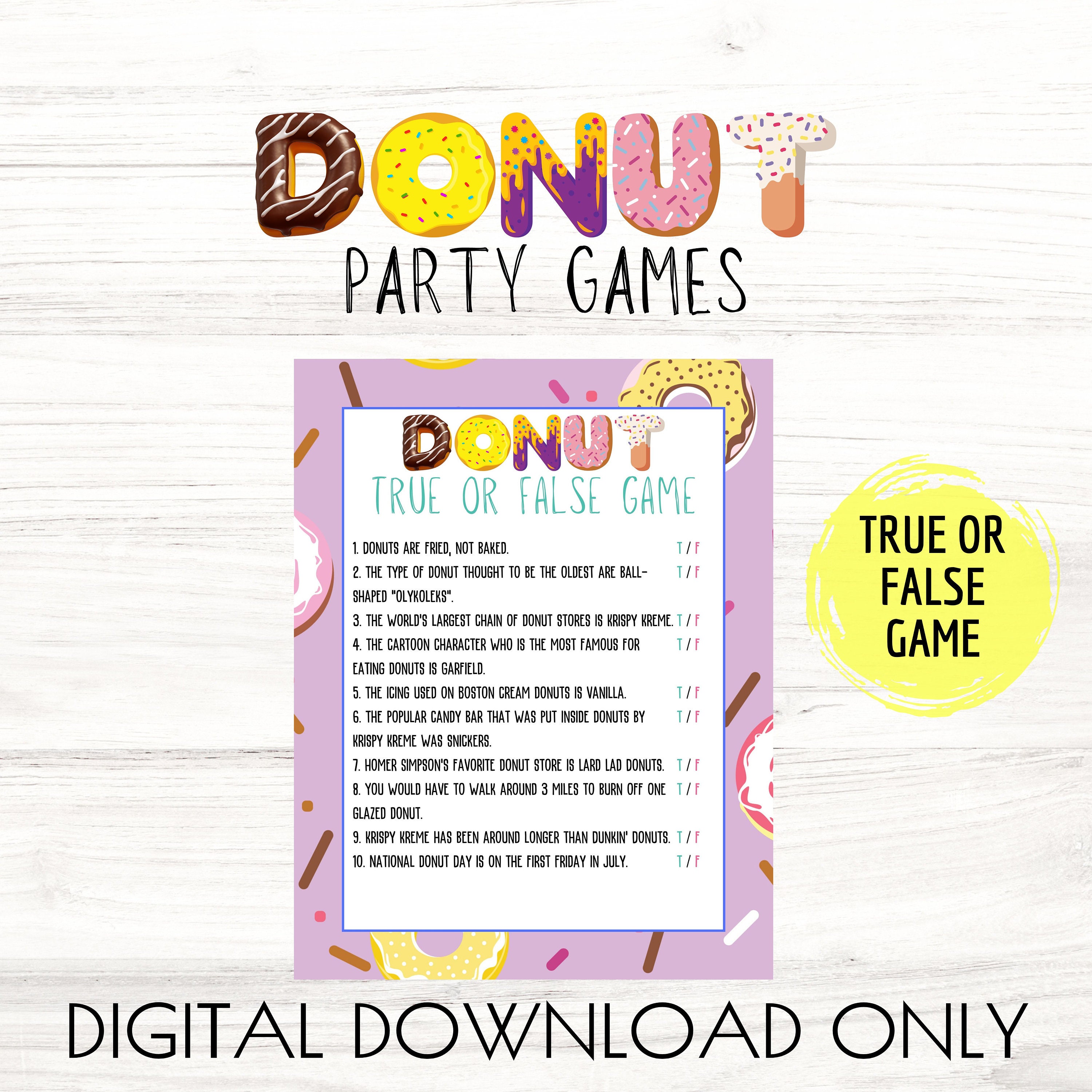 Donut Party Games Printable, Doughnut Theme Party Games Bundle, Donut ...