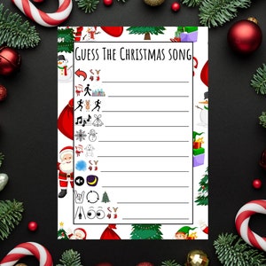 Printable Christmas Song Pictionary, Guess the Christmas Song Party ...