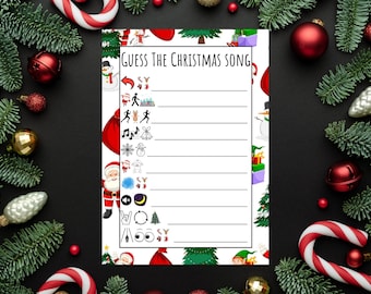 Printable Christmas Song Pictionary, Guess the Christmas Song Party ...