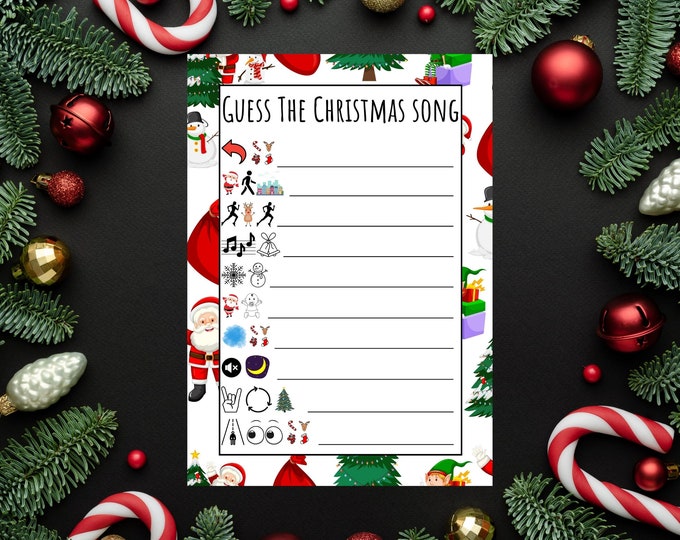 Printable Christmas Song Pictionary, Guess the Christmas Song Party ...