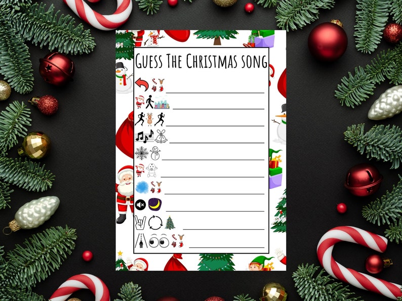 Printable Christmas Song Pictionary, Guess the Christmas Song Party ...