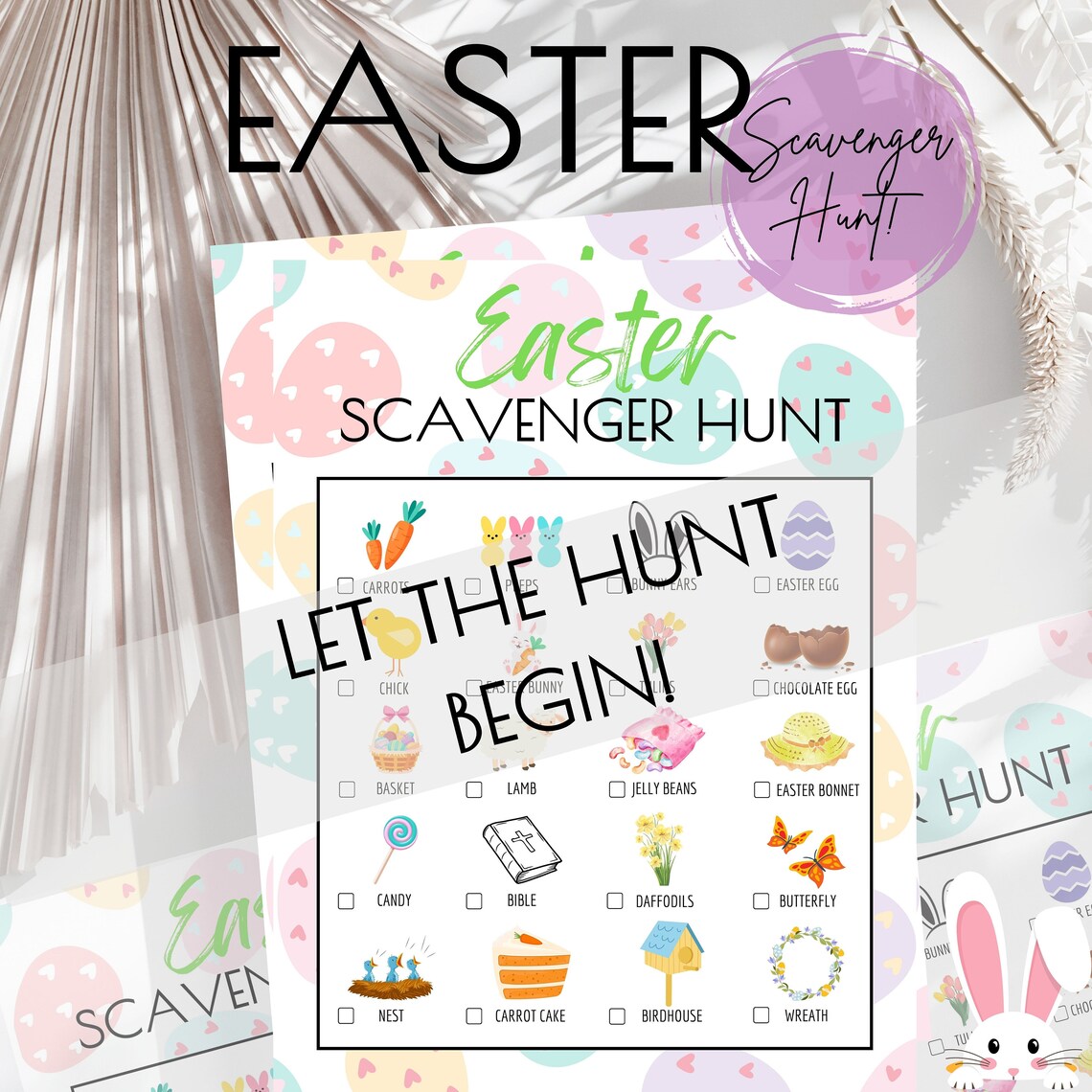Easter Scavenger Hunt Printable for Kids, Easter Family Party Game ...