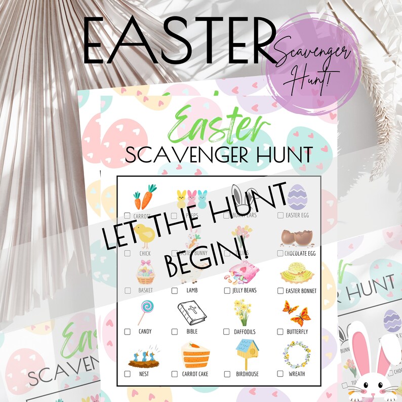 Easter Scavenger Hunt Printable for Kids, Easter Family Party Game ...
