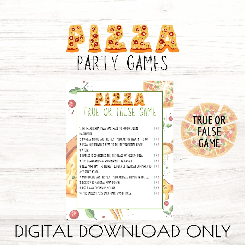 Pizza Party Games Printable, Pizza Theme Party Games Bundle, Pizza ...