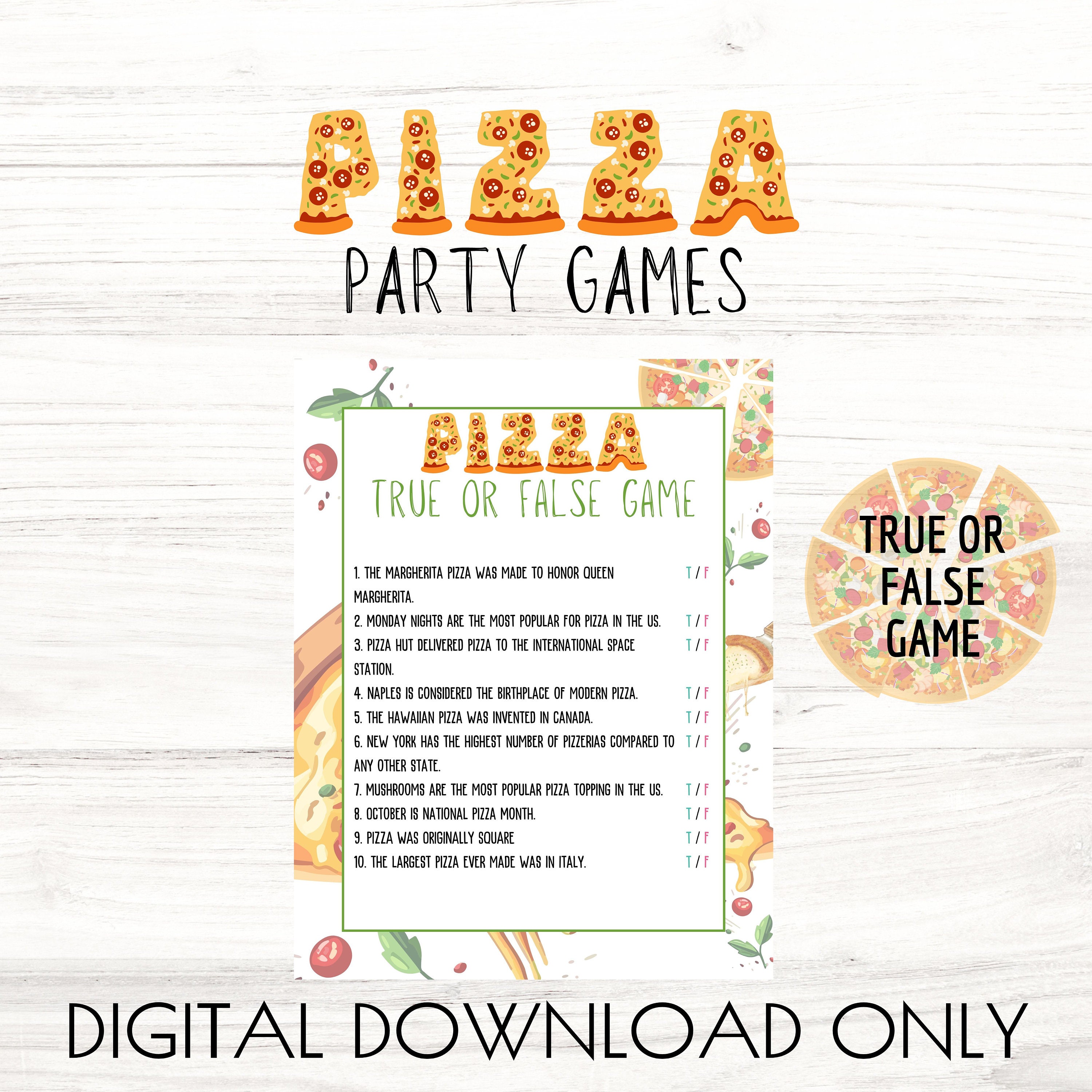 Pizza Party Games Printable, Pizza Theme Party Games Bundle, Pizza ...