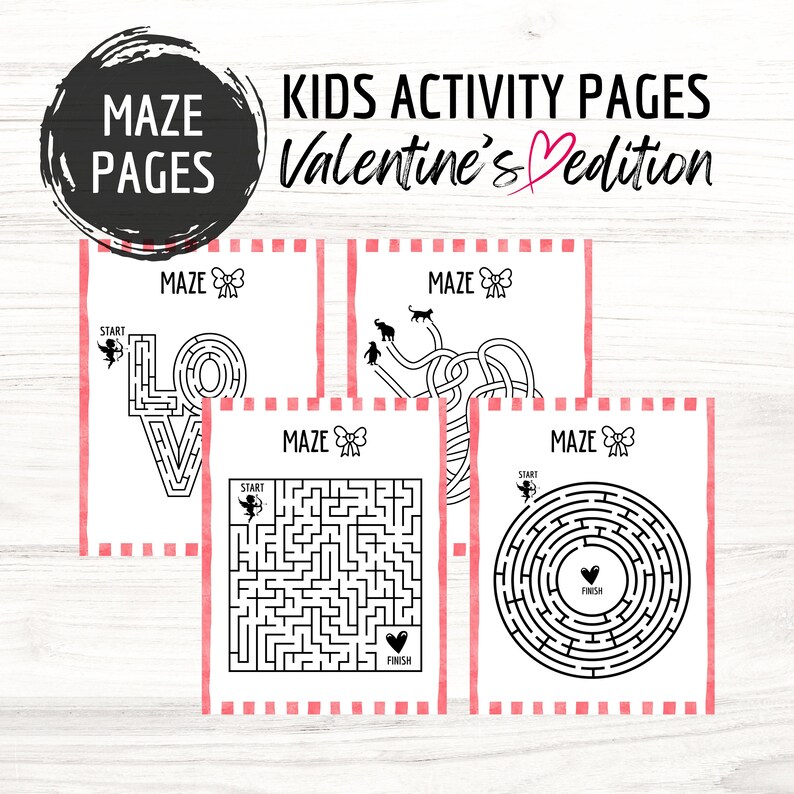 Valentine's Day Activity Pages for Kids, Valentine's Theme Party Games ...