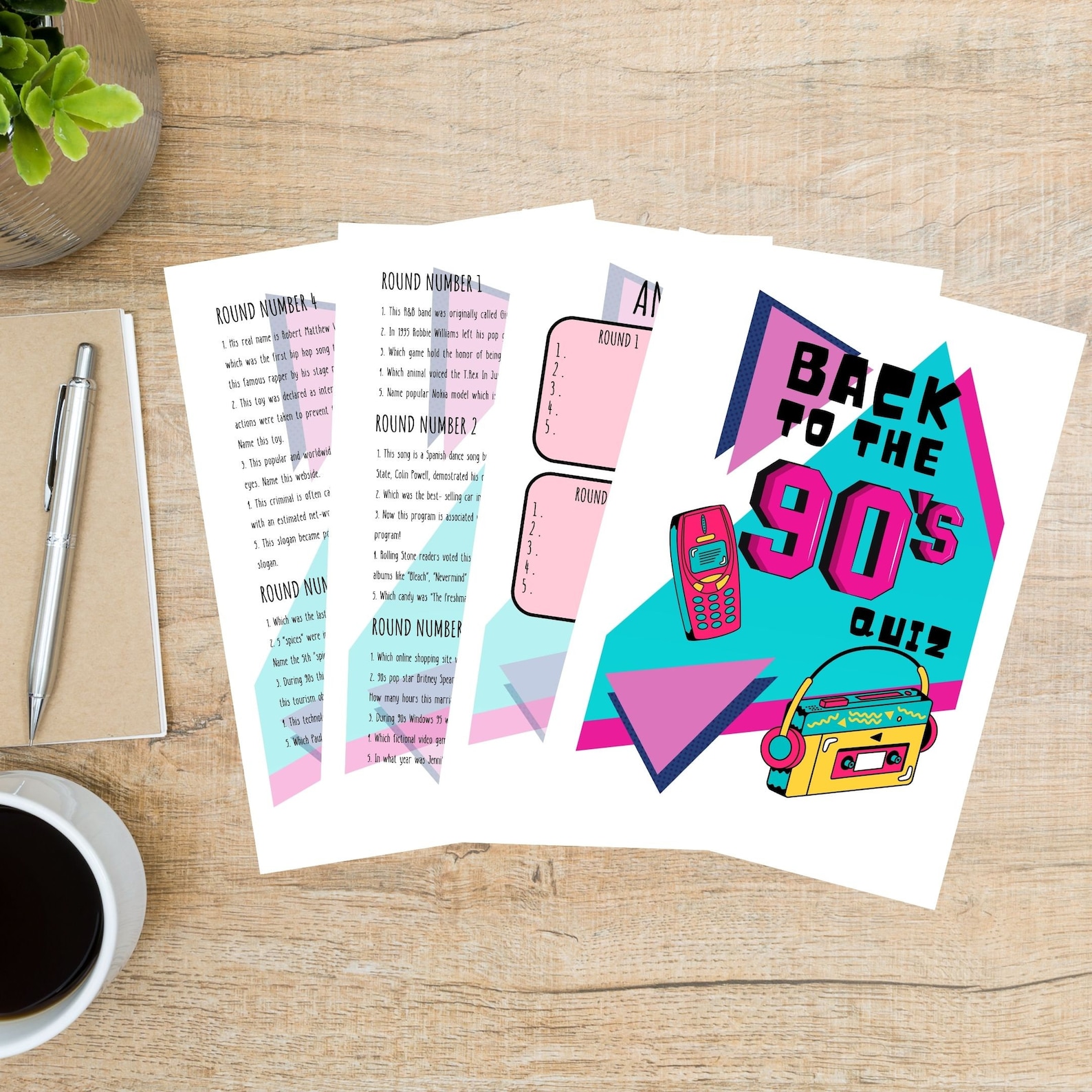 90s Themed Party Game Printable, Back to the 90s Trivia Game, Trivia ...