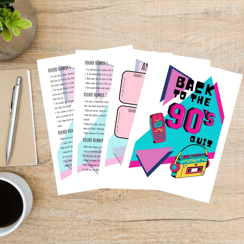 90s Themed Party Game Printable, Back to the 90s Trivia Game, Trivia ...