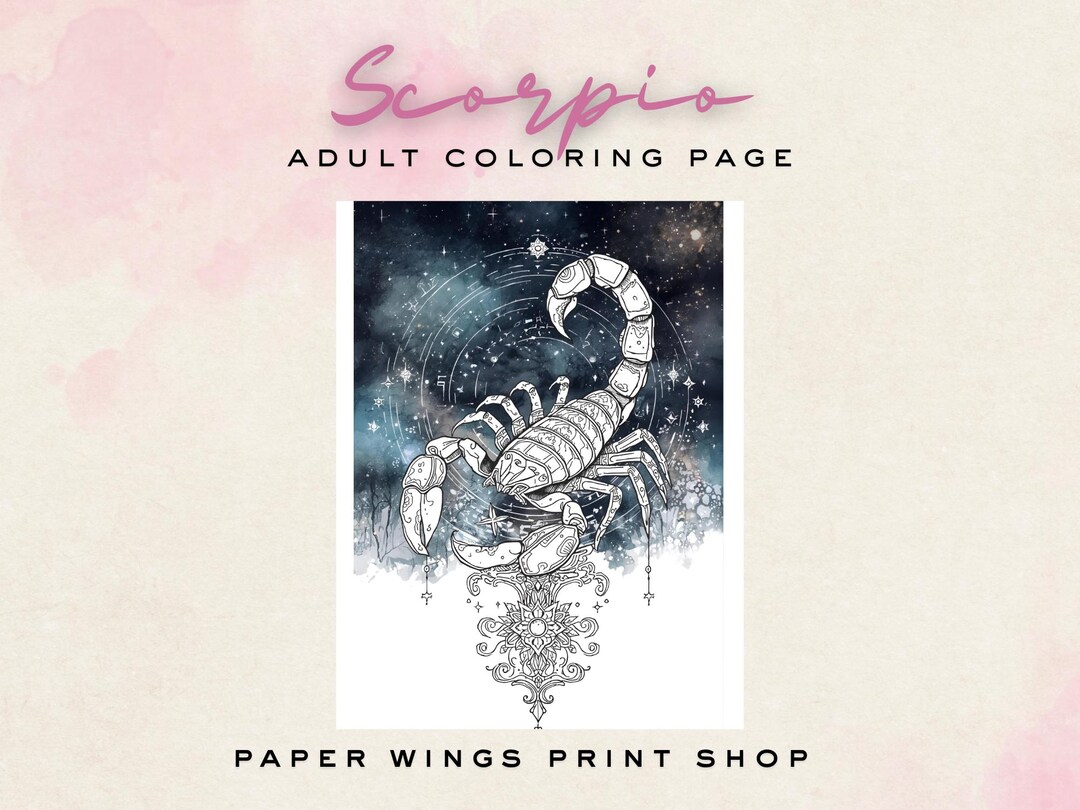 Scorpio Zodiac Sign Coloring Page | Printable Adult Coloring Sheet ...