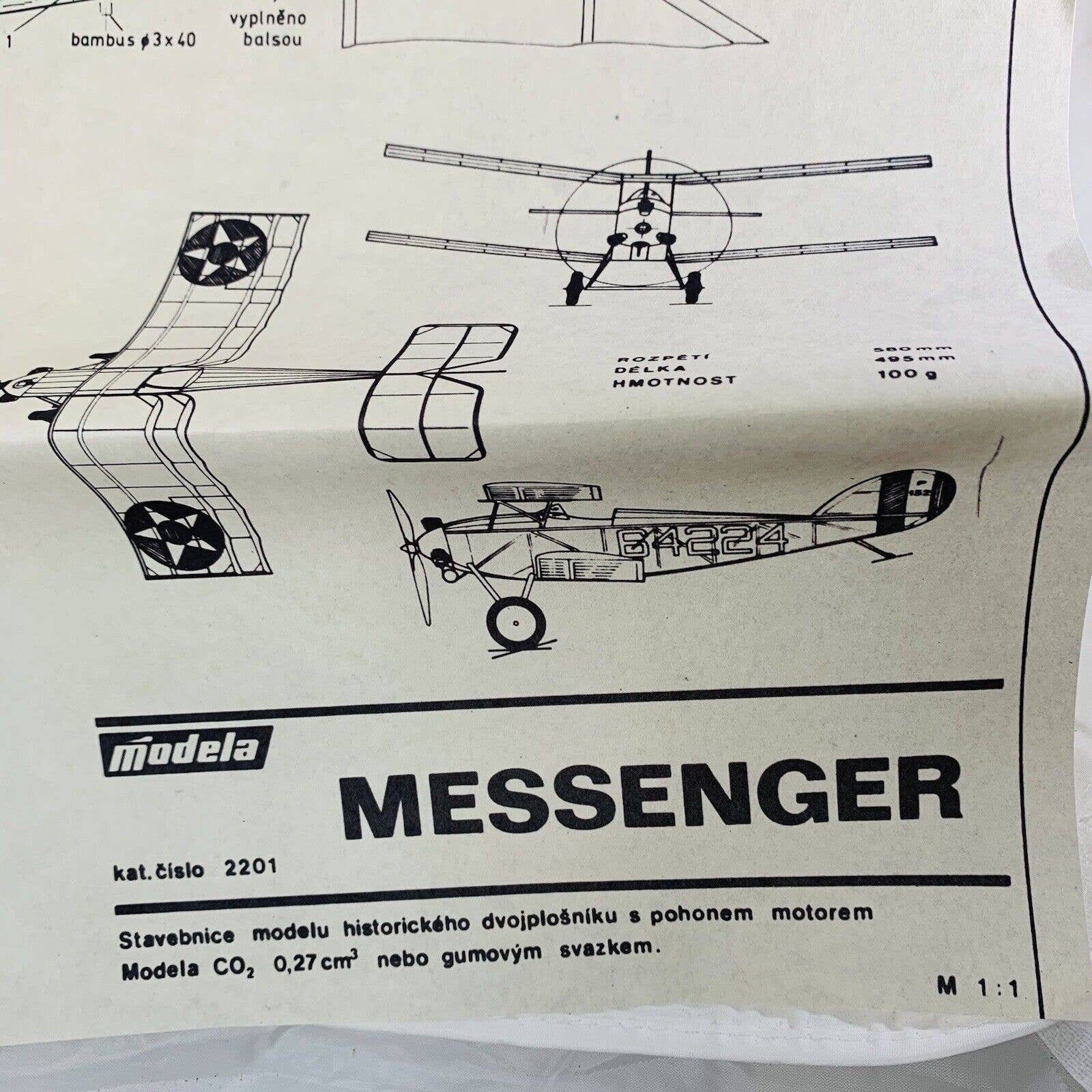 MODELA Sperry M-1 Messenger CO2 Engine Motor Balsa Flying Model ...