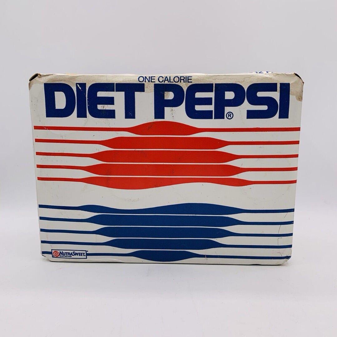Diet Pepsi Cans 12 Pack 1980s Vintage Nutrasweet Unopened Box Pepsi ...