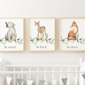 Woodland Animals Nursery Prints – Set of 6, Watercolor Forest Decor ...