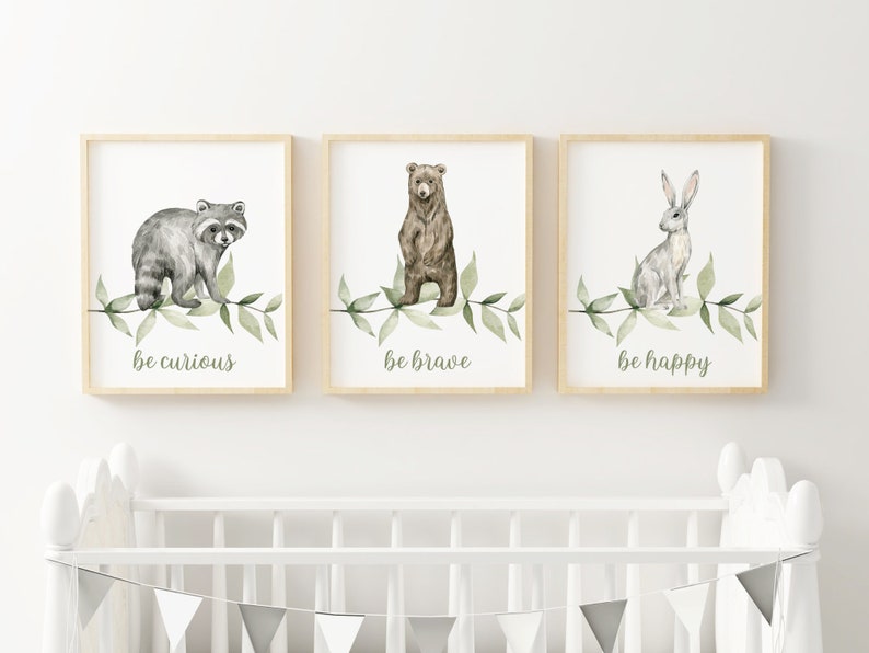 Woodland Animals Nursery Prints – Set of 6, Watercolor Forest Decor ...