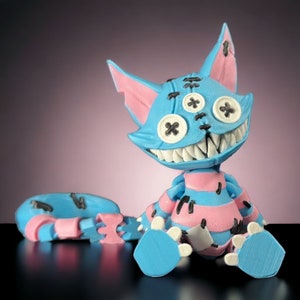 Eerie Stuffed Cat 3D Printed Articulated Movable Joints Creepy Horror ...