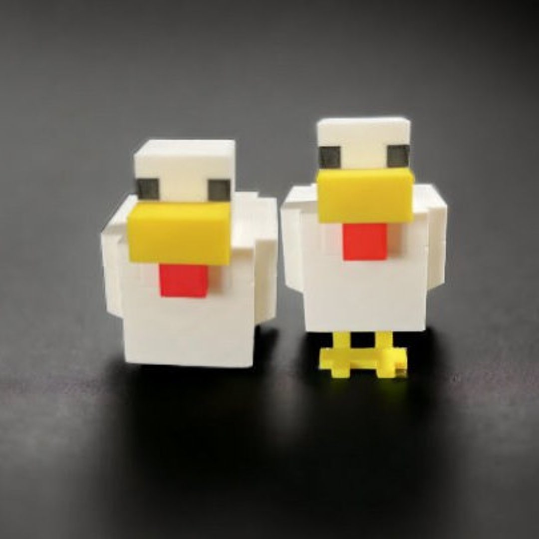 Minecraft Chicken With Retractable Legs 3D Printed Blocky Pixelated ...