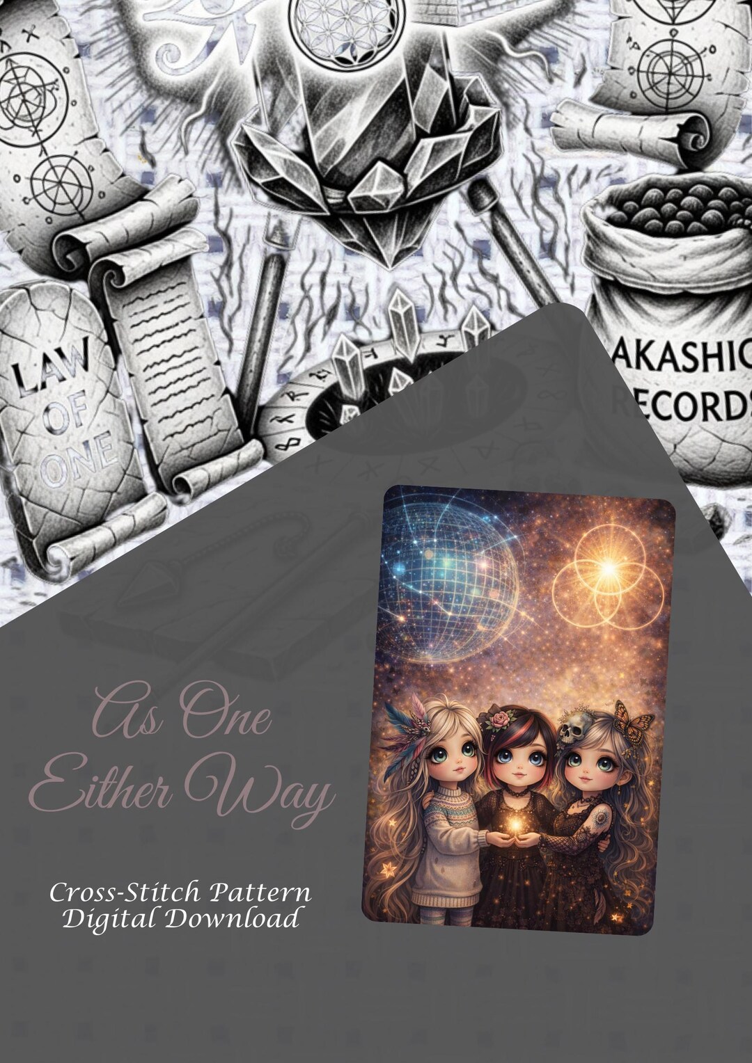 As One Either Way Cross Stitch Pattern | Spiritual Friendship Art | Law ...