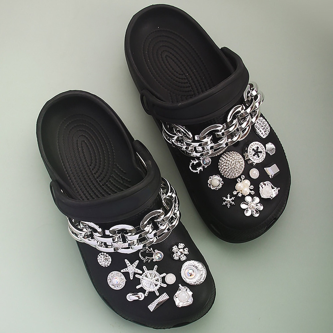 Unique Silver Shoe Charm Set With Chainbling Shoe - Etsy