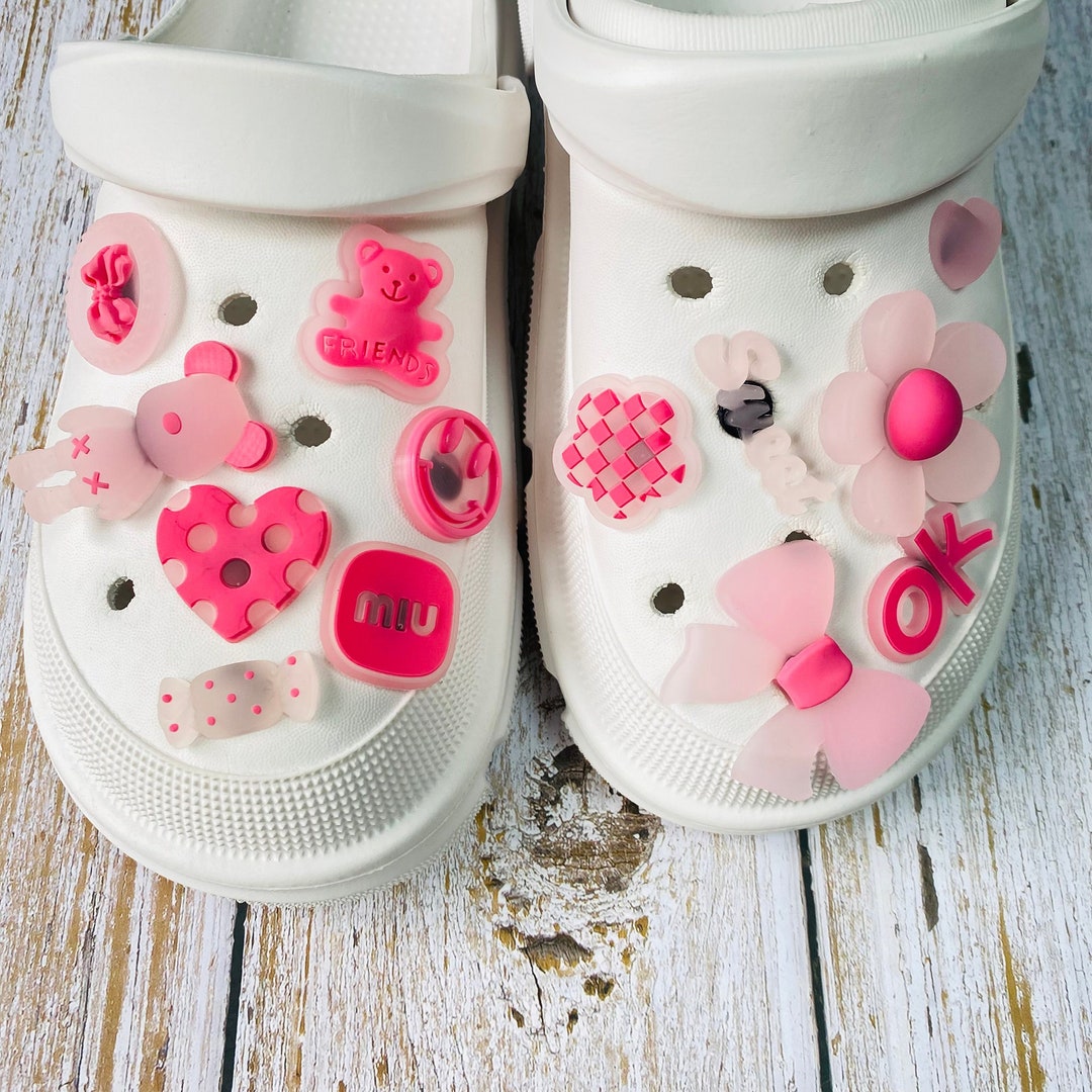 13 Pcs Pink Shoe Charms Set,girlish Shoe Charms Decor,flower Shoe ...