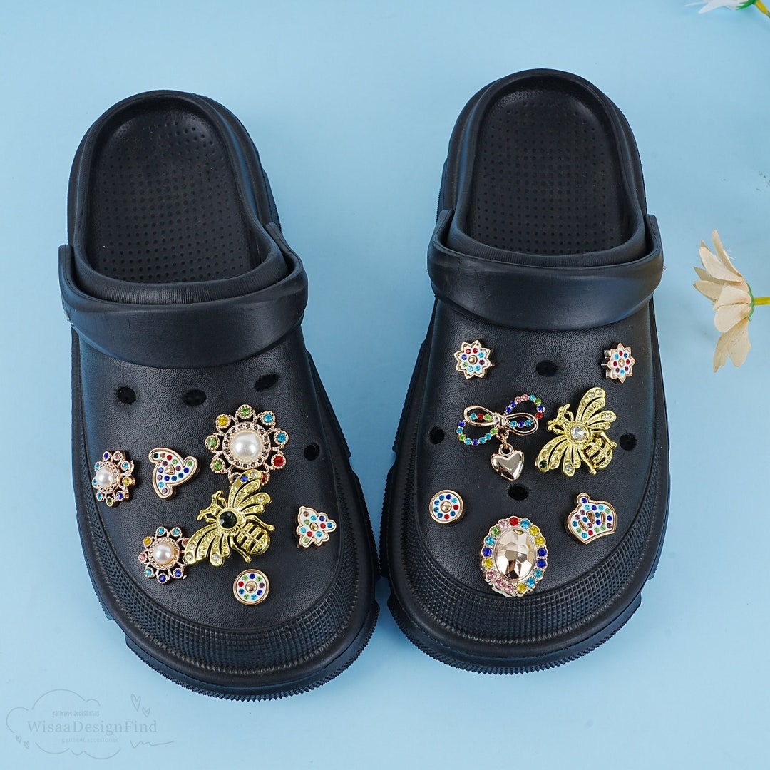Colored Diamond Shoe Charms,golden Bee Shoe Charms Set,summer Shoe ...