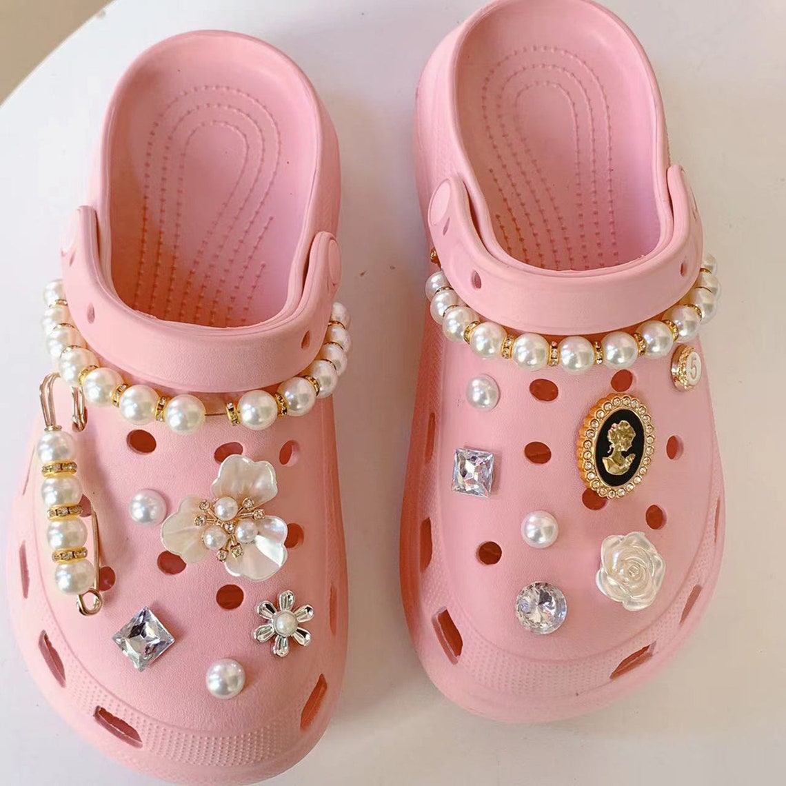 Kawaii Butterfly Rhinestone Shoe Charm With Pearl Chain - Etsy