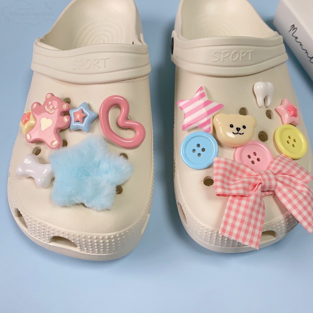 Cute Candy Colored Buttons Shoe Charms Set,sweet Star Hear Bow Shoes ...