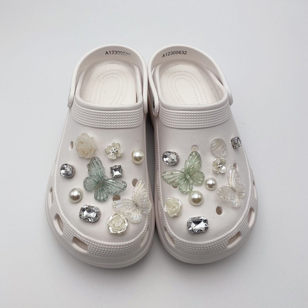 Butterfly and Flower Shoe Charms,pearl Shoes Buckle,shoe Charms Bling ...