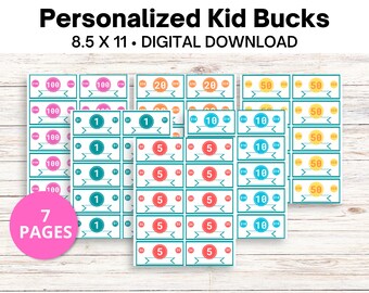 Mom Bucks/kid Bucks Editable Parent Reward System Pretend Play Money ...