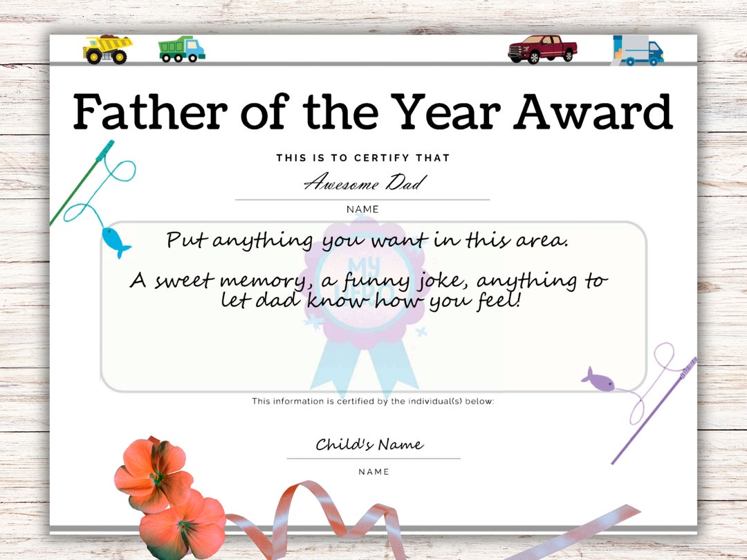 Father's Day Printable Award - Etsy