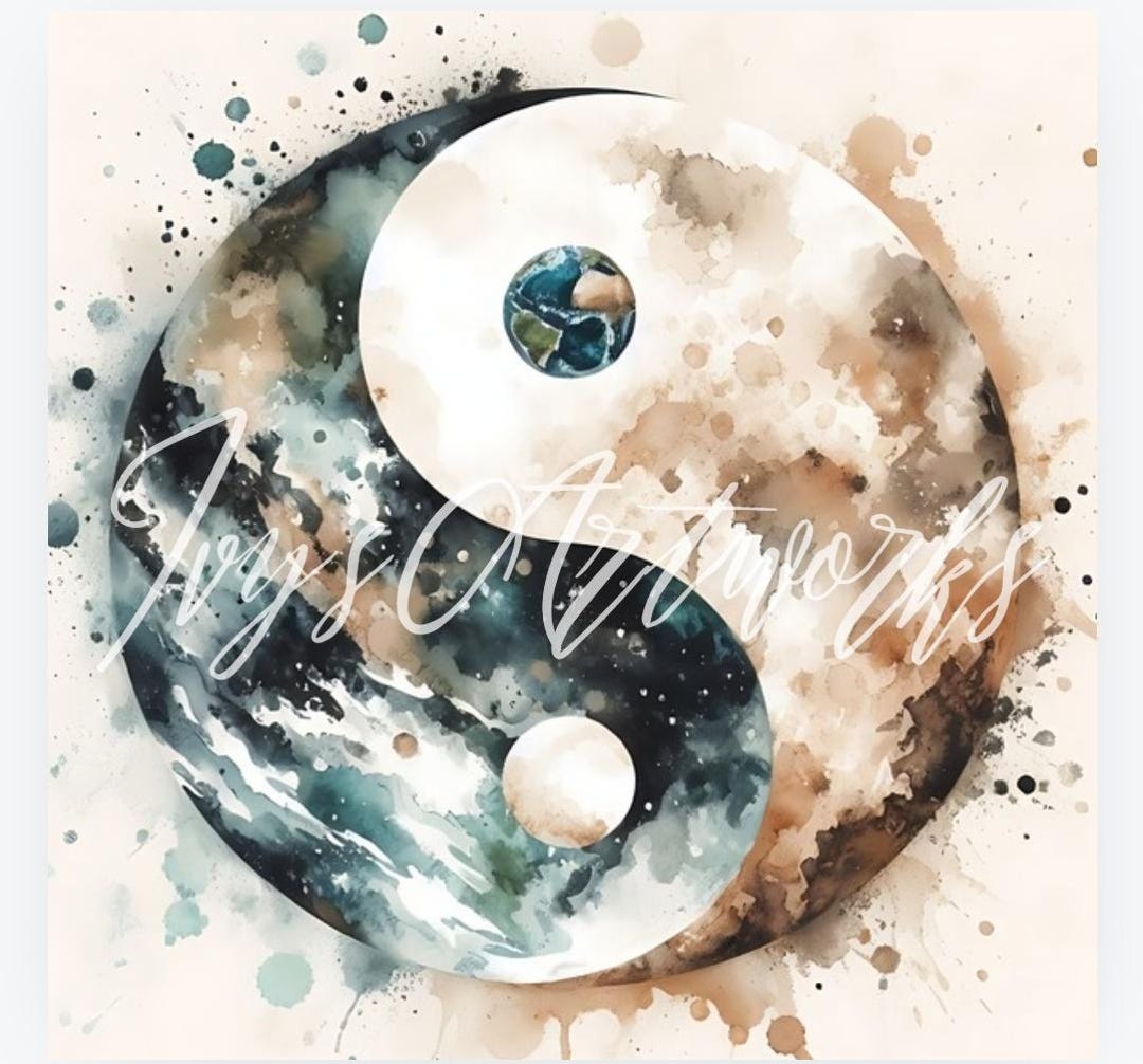 Yin & Yang Meditation DIGITAL DOWNLOAD Picture, Yoga Wall Art, Gift ...