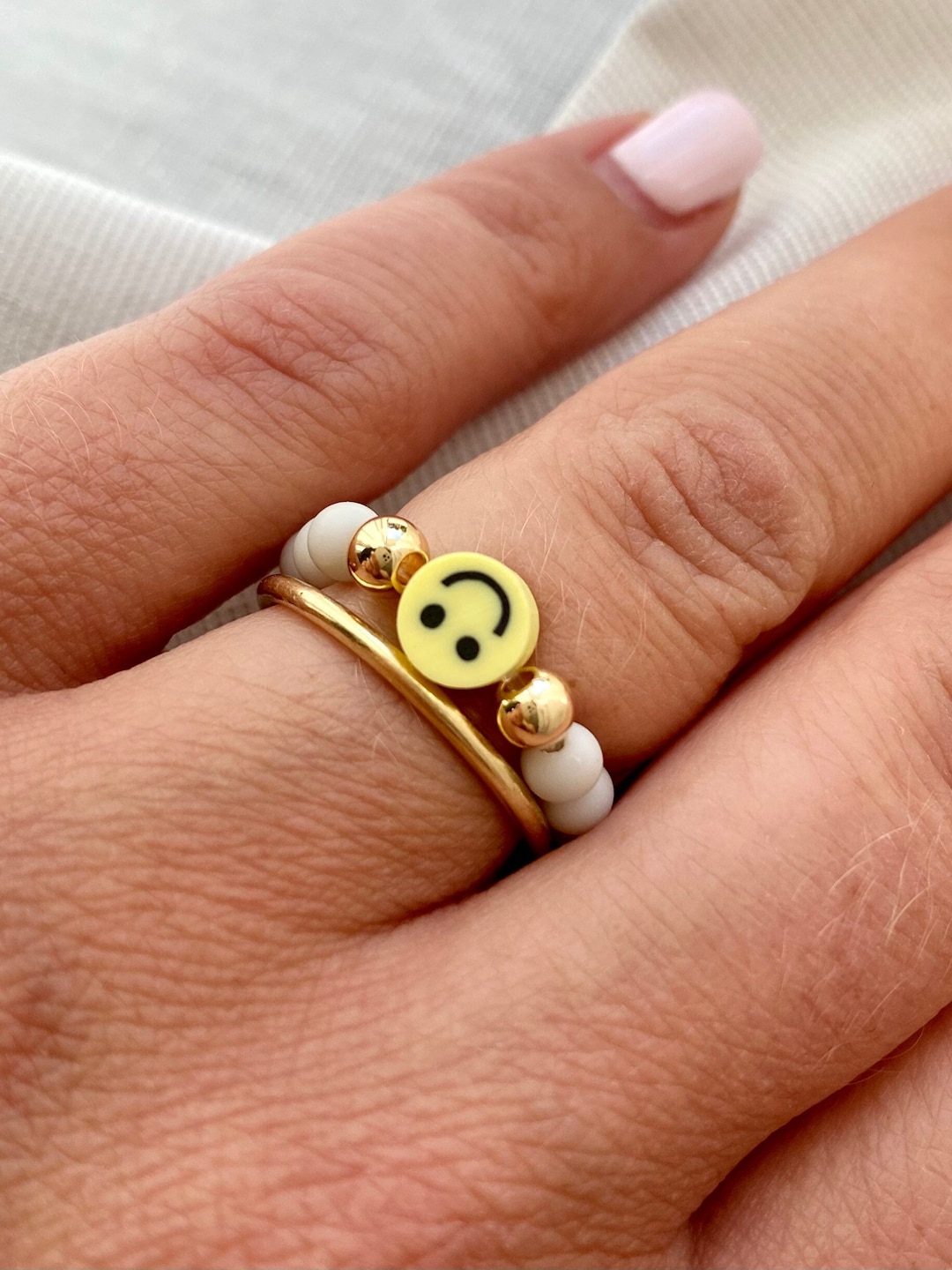 Smiley Ring, Pearl Ring Smiley, Gold Ring, Gift Idea for Girlfriend ...