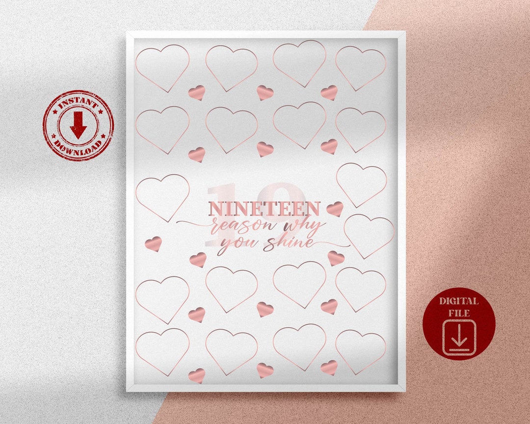 19 Things We Love About You Printable, 19th Birthday Party Decorations ...