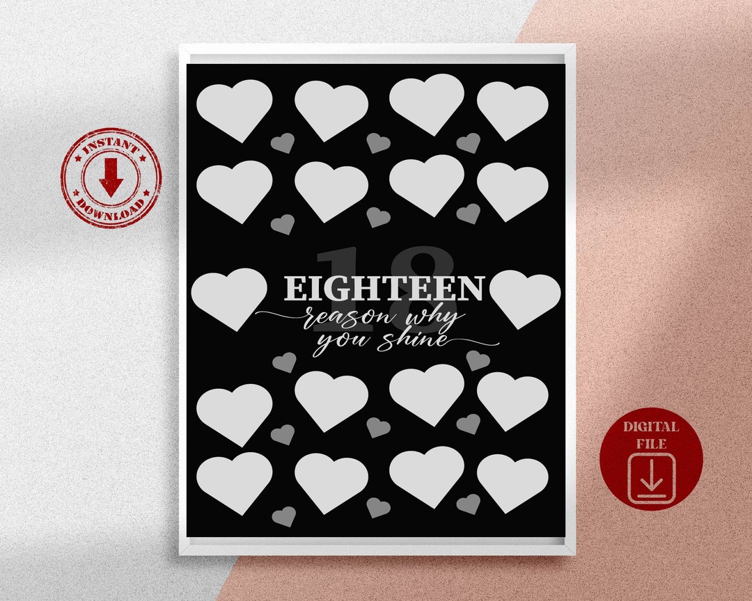 18 Things We Love About You Printable Poster, 18th Birthday Party ...