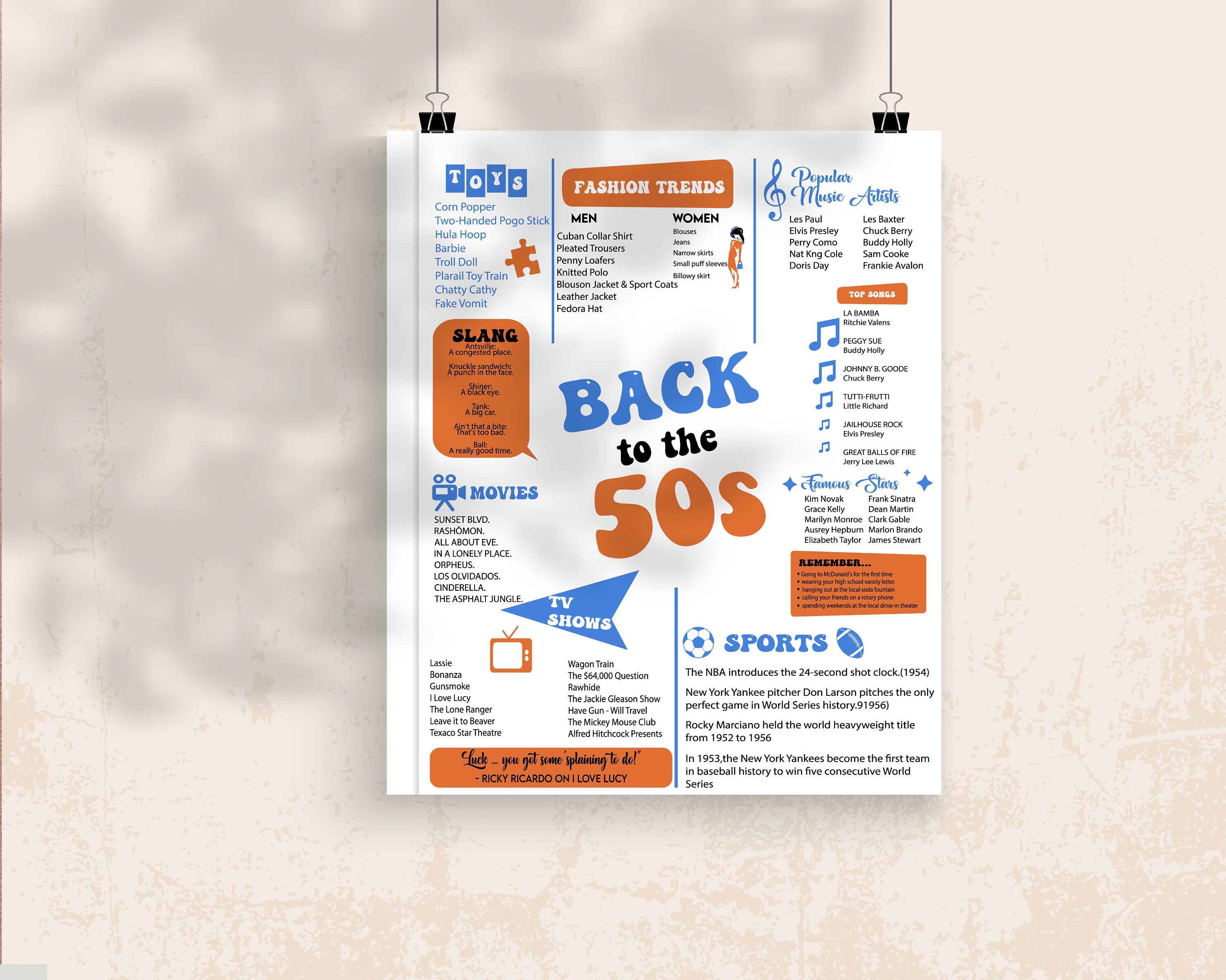 Back to the 50s, 50s Party Decoration, 50s PRINTABLE Poster, Fifties ...