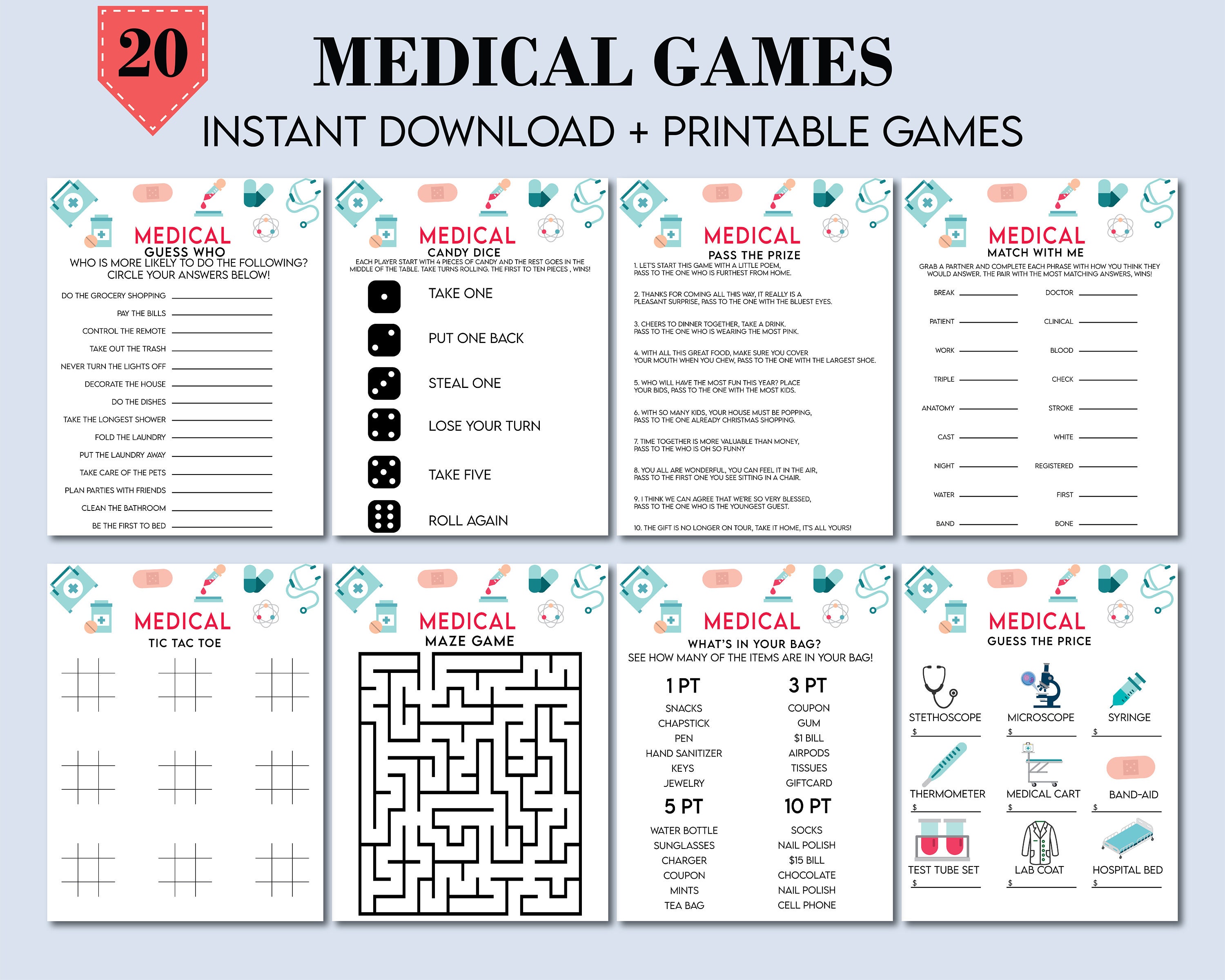 Medical Games, Med School Games, Nursing Printable Games, Doctor Games ...
