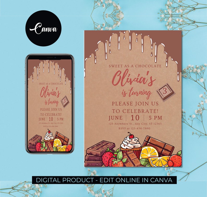 Editable Wonka Birthday Invitation, Digital 5x7 Chocolate Factory ...