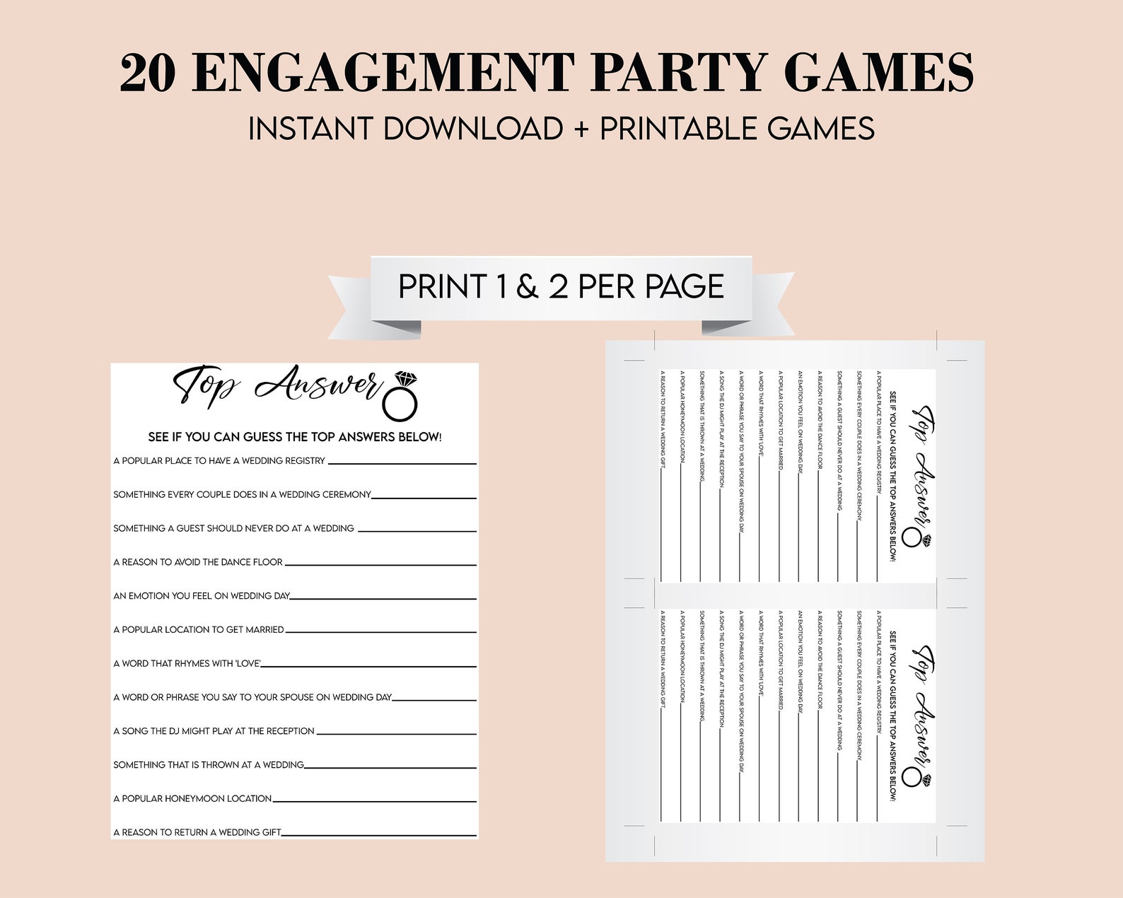 Engagement Party Games Bundle, Printable Engagement Games, Proposal ...