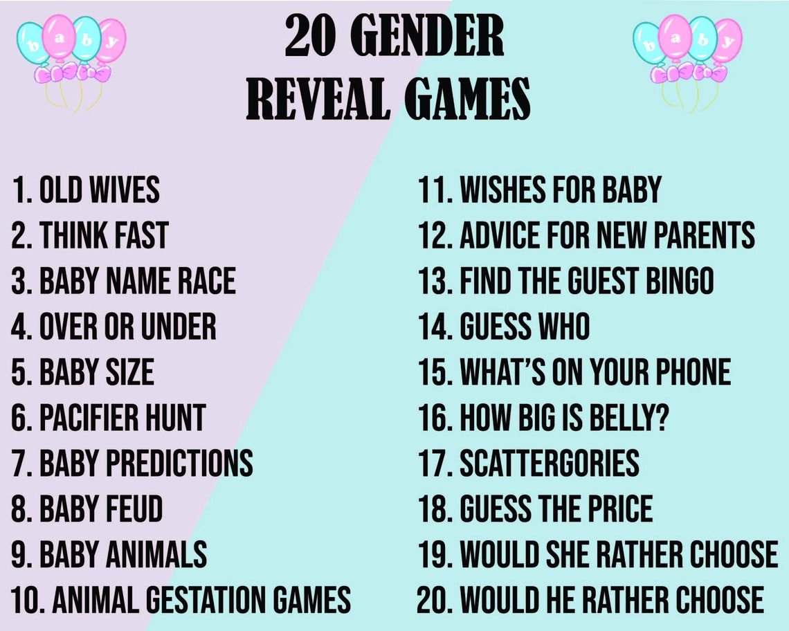 Gender Reveal Party Games Printable Gender Reveal Activities - Etsy Canada