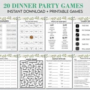 Dinner Party Games, Printable Dinner Party Games, Dinner Games, Dinner ...