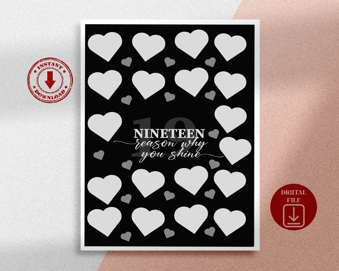 19 Things We Love About You Printable Poster, 19th Birthday Party ...