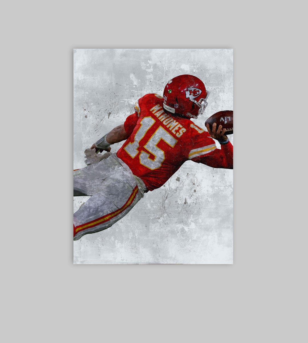 Patrick Mahomes Poster, Kansas City Chiefs Wall Art, Mahomes Canvas ...