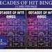 30 Decades of Hits Bingo Card, Family Night Gathering Printable, 70s ...